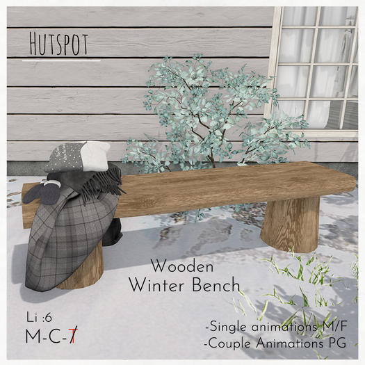 Second Life Marketplace - Wooden Winter Bench